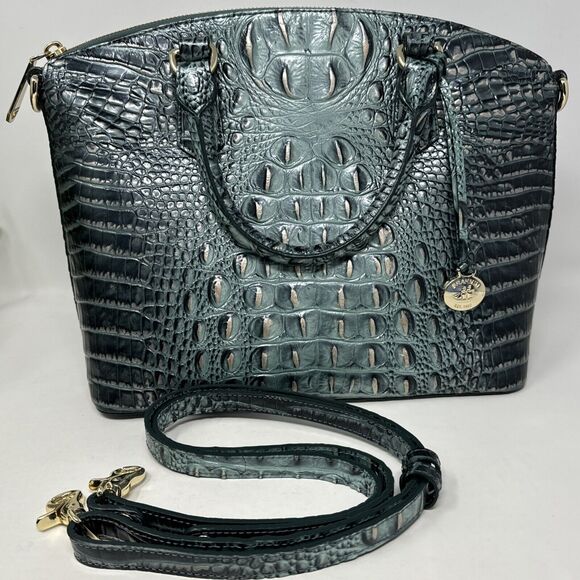 Brahmin | Bags | Brahmin Duxbury Satchel Purse Obsidian Blue Two Handle ...